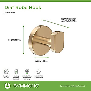 Symmons 353RH-BBZ Dia Wall-Mounted Robe Hook in Brushed Bronze
