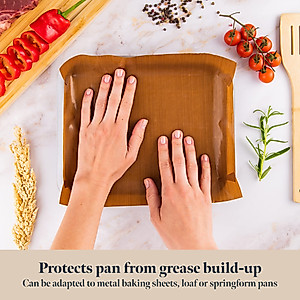 GOURMEO Heat Resistant Baking Paper Roll - Set of 2-15.7 x 90 in Reusable & Nonstick Teflon Mat Sheets - Dishwasher Friendly & Greaseproof Sheet Liners