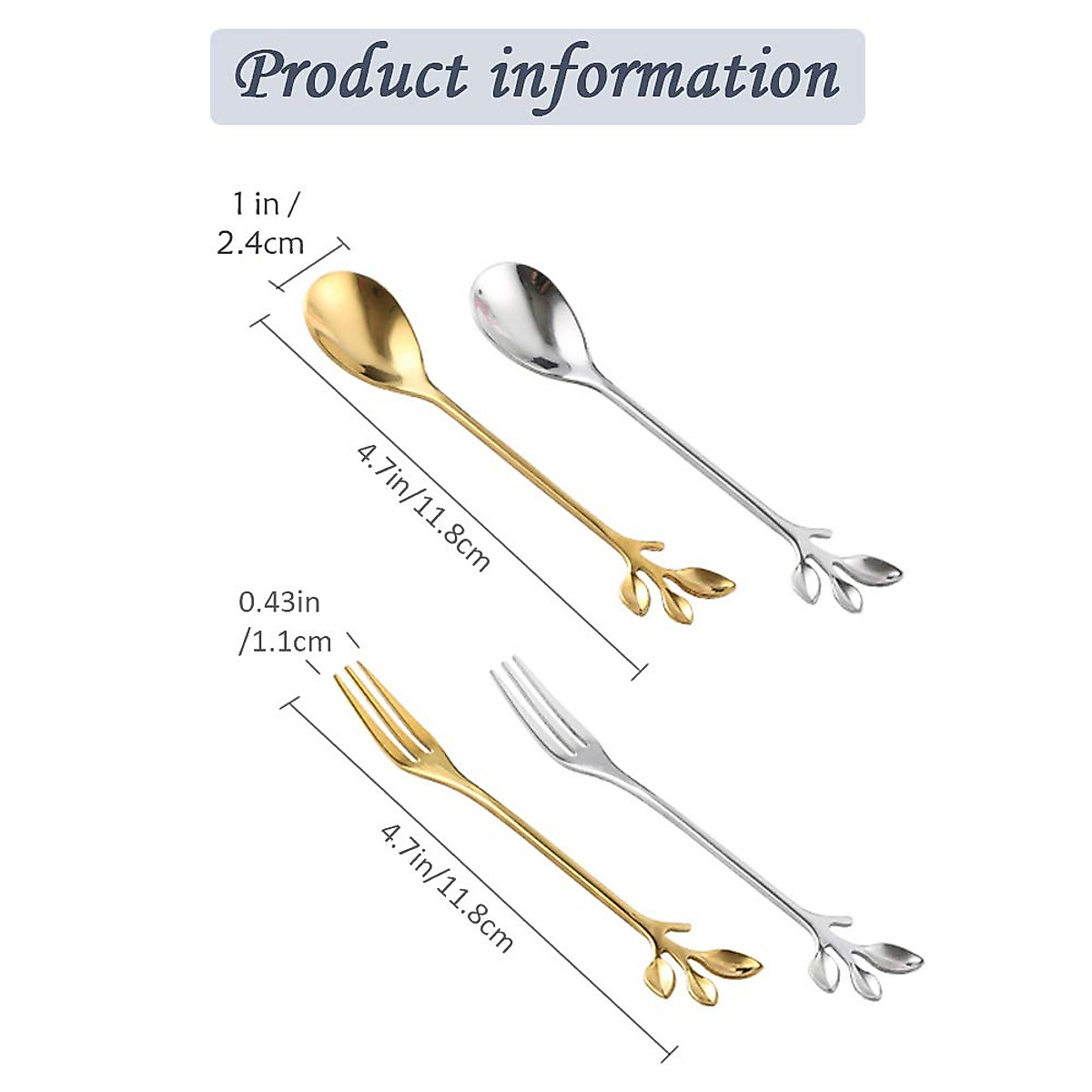 Turbokey Fruit Forks Cocktail Sticks Set of 8, Stainless Steel 4.7 Inches Mini Salad Forks Appetizer Cake Dessert Forks Party Supplies (8 Forks-Silver)