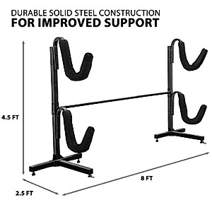 RaxGo Freestanding Kayak Storage Rack, Heavy Duty Storage for Two-Kayak, SUP, Canoe & Paddleboard for Indoor, Outdoor, Garage, Shed, or Dock, Adjustable Height