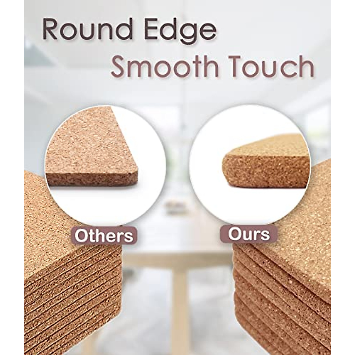 Cork Trivet, 4 Pcs High Density Thick Square Cork Trivets for Hot Dishes, 8 Inch Heat Resistant Multifunctional Cork Coaster, Cork Hot Pads for Table & Countertop