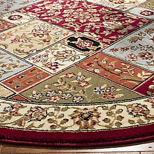 SAFAVIEH Lyndhurst Collection Area Rug - 8' Round, Multi & Ivory, Traditional Oriental Design, Non-Shedding & Easy Care, Ideal for High Traffic Areas in Living Room, Bedroom (LNH318A)