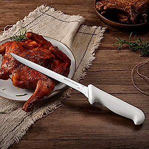 Richlin Boning Knife,8-Inch Chef's Knife with Razor Sharp High Carbon Stainless Steel for Meat and Poultry(8” Narrow Boning Knife,White)