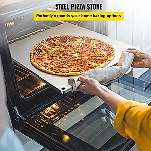 VEVOR Steel Pizza Stone for Oven, Steel Pizza Plate, A36 Steel Baking Steel Pizza Stone for Grill, Steel Pizza Pan with 20x Higher Conductivity for Pizza & Bread Indoor & Outdoor (Silver)