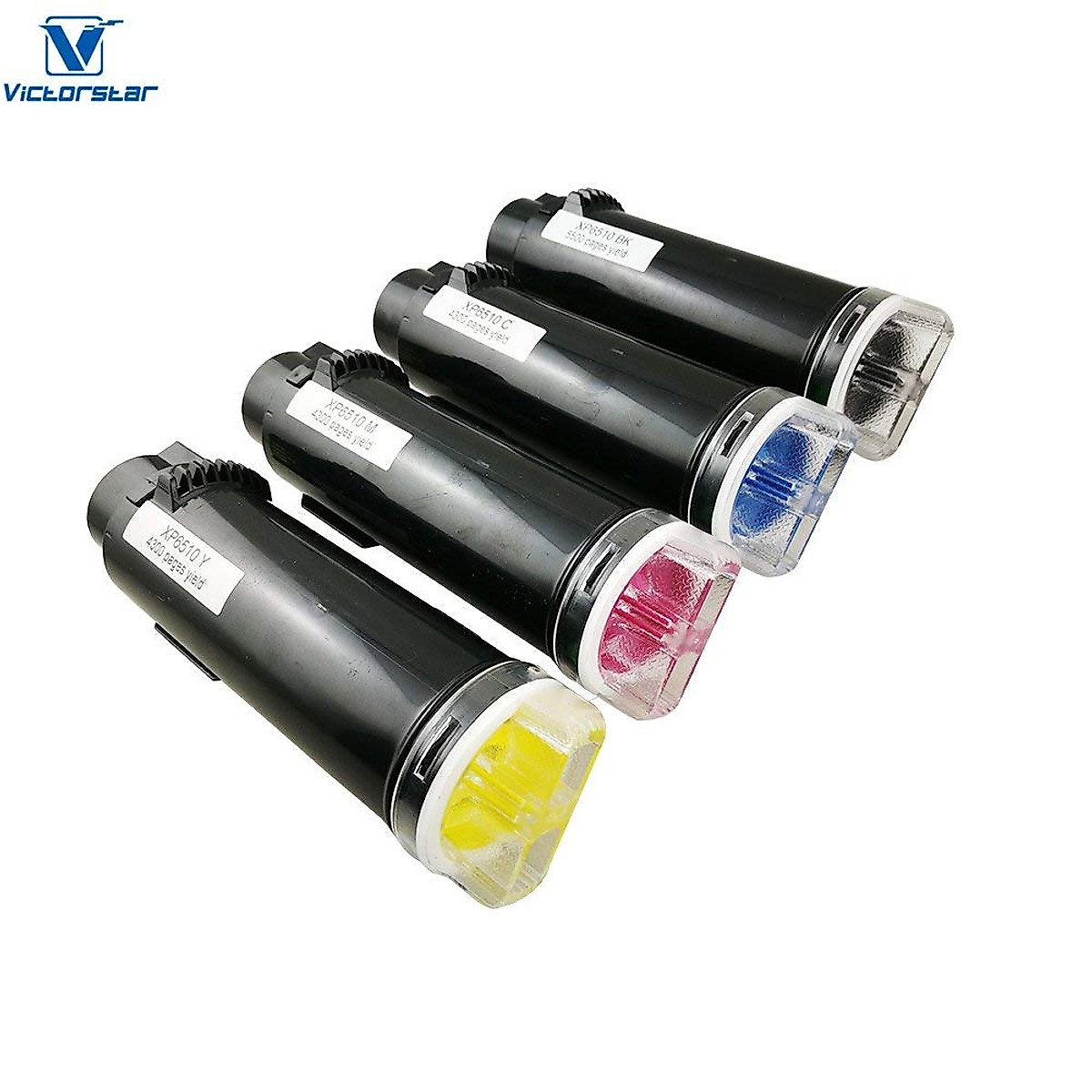 VICTORSTAR 4 Colors Compatible Toner Cartridges 6510 6515 【Extra High Yield】 5500 Pages BK, 4300 Pages CMY for Xerox Phaser 6510n 6510dn 6510dni 6510dnm WorkCentre 6515 6515n 6515dn 6515dni 6515dnm