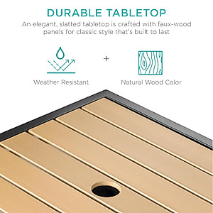 Best Choice Products Wicker Side Table with Umbrella Hole, Square PE Rattan Outdoor End Table for Patio, Garden, Poolside, Deck w/UV-Resistant Frame, Storage Space - Brown