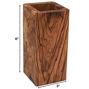 The Live Edge - Olive Wood kitchen utensil holder for countertop | large cooking wooden utensil holder for kitchen counter | Rustic wooden Spoon organizer and Spatula Holder | Cooking tools Holder