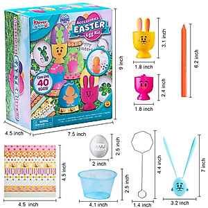 Klever Kits 40Pcs Easter Egg Dye Kit, DIY Easter Egg Decorating Kit with Dye Tablets, Egg Stands and Egg Stencils for Easter Theme Party, Creativity Activity, Egg Hunt, Easter Gift, Easter Party Favor