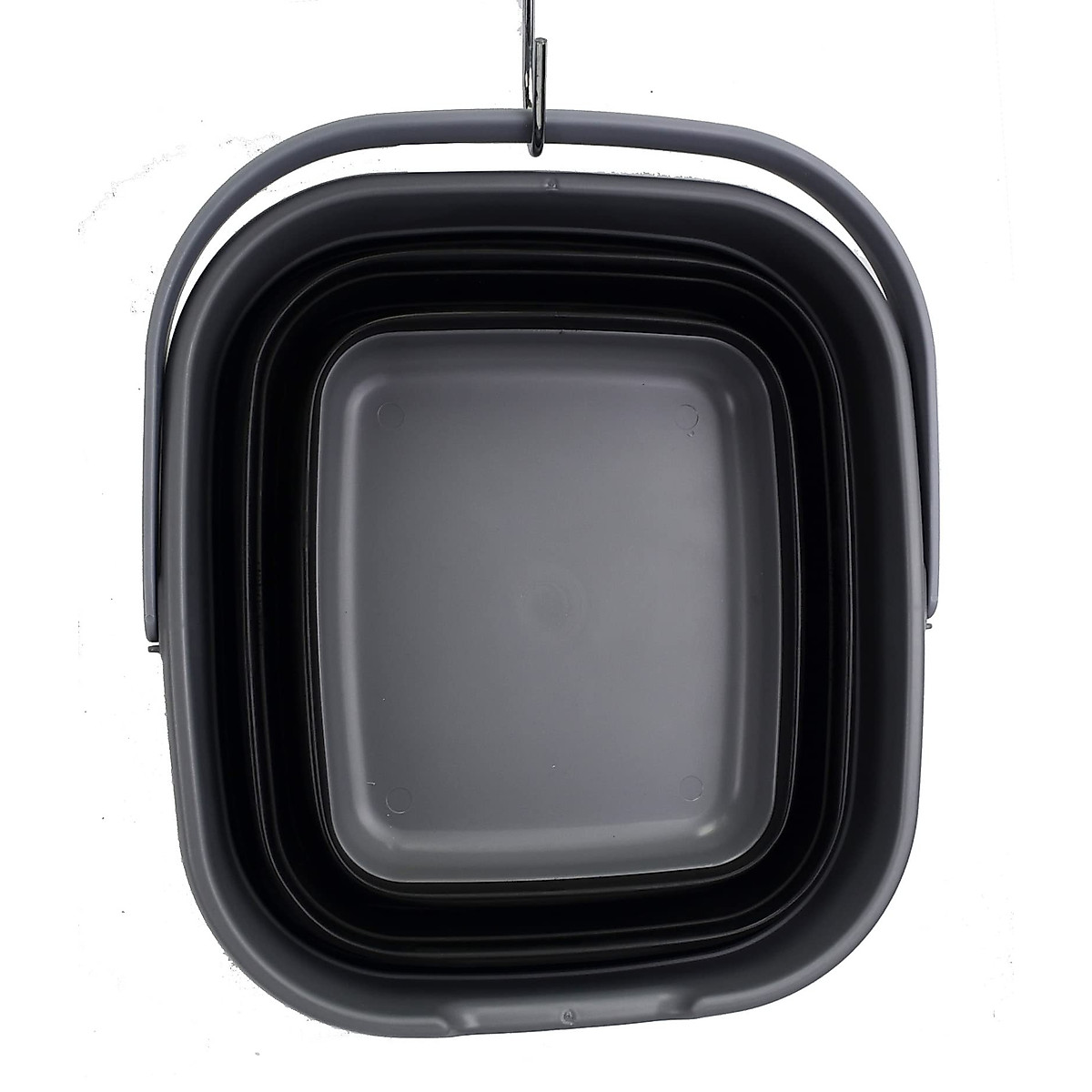 SAMMART 10L (2.6 Gallon) Collapsible Rectangular Handy Basket/Bucket (Grey/Black (Set of 2))