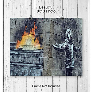Banksy Street Art Mural - Original 8x10 Photo Print - Chic Cool Unique Gift for Urban Graffiti Fans - Home or Wall Decor, Office Decoration for Bedroom, Apartment, Living Room - Unframed Poster