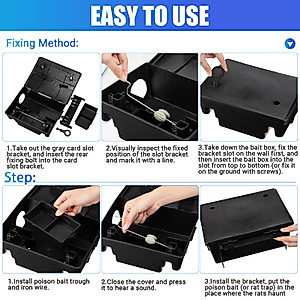 Qualirey Rat Bait Stations Large Rodent with Key Reusable Mouse Stations Mice Blocks Heavy Duty Boxes for Outdoor Rodents Mice Blocks, Bait Not Included(Black,4 Pack)