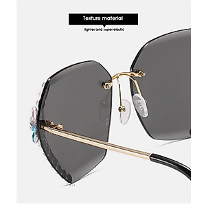 2023 New Woman Sunglasses for Beach Summer with Eyeglass Cases, Sunglasses Womens Trendy, Fashion Woman Rimless Sun Glasses for Beach Summer Outdoor, Anti Glare 100% Sunglasses to Protect Eyes