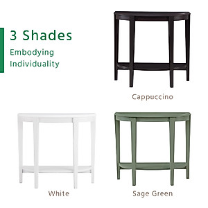 HOMES: Inside + Out Payne Modern Half Moon Accent Console Table with Storage Shelf, Decorative Entryway Furniture for Living Room, Hallway, Entrance, Small Spaces, Sage Green