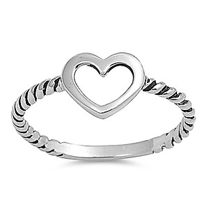 Oxidized Twist Heart Purity Promise Ring New 925 Sterling Silver Band Size 11