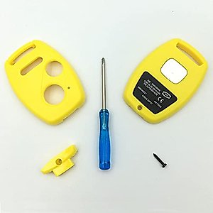 Henrida Keyless Entry Remote Key Housing Replacement for Honda Civic CR-V Fit Accord Crosstour Odyssey CR-Z Key Fob Shell Case，for Honda 2+1 Buttons with Screwdriver (Yellow)