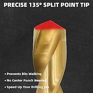 ZKH 120-Piece HSS Titanium Twist Drill Bit Set for Metal & Wood - High-Speed Steel Bits for Steel, Aluminum, Copper, Brass, Bronze - Round Shank Drill Bits for Precision Drilling