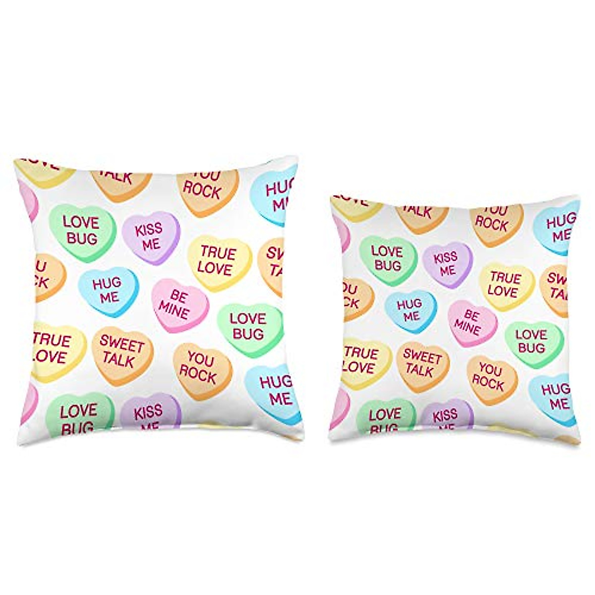 GrayFox Happy Valentines Day Happy Valentines Day Candy Conversation Cute Hearts Throw Pillow, 16x16, Multicolor