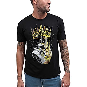 INTO THE AM Fallen King Graphic Tee for Men - Short Sleeve Design T-Shirts (Black, XX-Large)