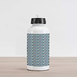 Ambesonne Nature Aluminum Water Bottle, Doodle Forest Elements with Ladybugs Flowers and Thickets Ornamented with Curls, Aluminum Insulated Spill-proof Travel Sports Water Bottle, Multicolor