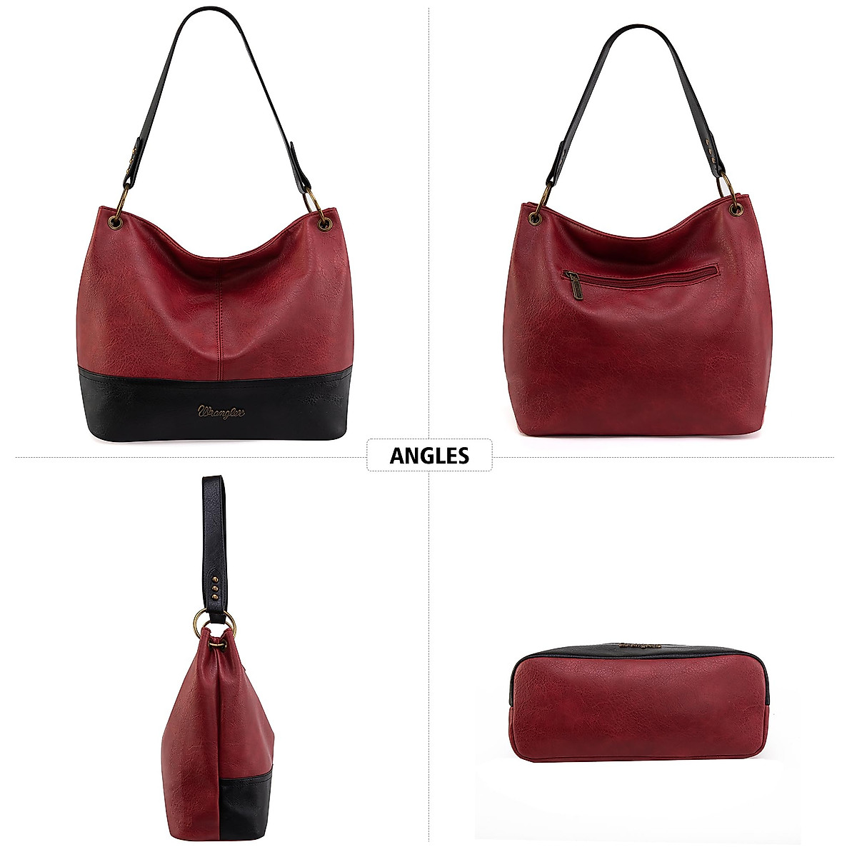 Wrangler Hobo Bags for Women Leather Hobo Purses Shoulder Bag Tote Bag Womens Purses and Handbags WG20-918RD