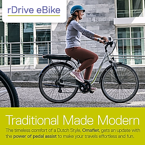 Electric Bike, Delta Cycle rDrive Ebike - 396Wh Lithium-Ion Battery, 55 Miles On A Single Charge - 7 Speed Shimano Gear System, Front & Rear V-Brakes - Safety Lights, Storage Rack & Kickstand
