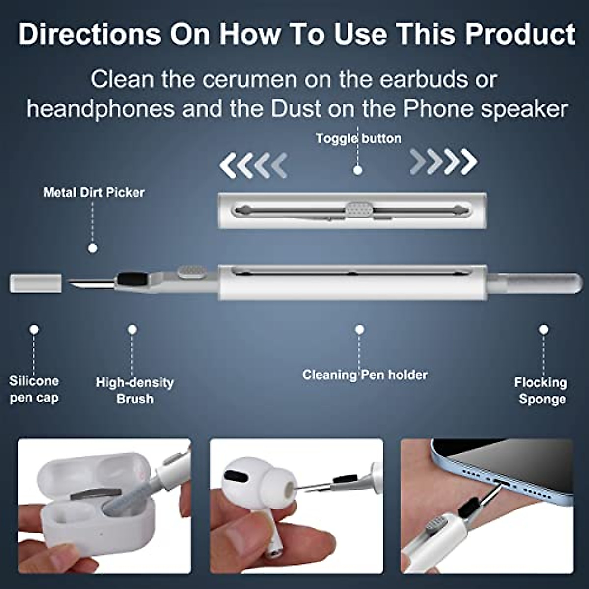 AirPods iPhone Cleaner Kits Combo Set, Multi-Funcation Earbuds Phone Cleaning Set, Airbuds Phone Cleaning Putty, Cleaning Tools for Phone Speaker Earbuds/Airpods Pro 1st 2nd 3rd(Combo Set Kits)