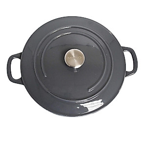 Mirro MIR-19059 4.8 Quart Cast Iron White Enamel Coated Interior Dutch Oven, Grey, Ready to Use