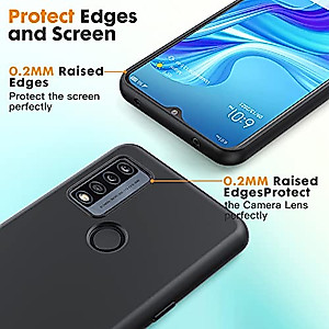 Dioxide Compatible for TCL 4X 5G Phone Case with Screen Protector, Soft TPU Silicone Case Shockproof Non-Slip Camera Protective Case Slim Cover for TCL 4X 5G Phone Case, Black