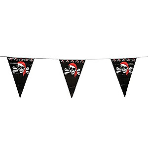 Pirate Banner - Pirate Pennant - 100 ft Jolly Roger Flag - 1 Piece - Pirate Party Decorations - Pirate Decor - Pirate Birthday Party Decorations - Skull Party - Pennants - Hanging Décor