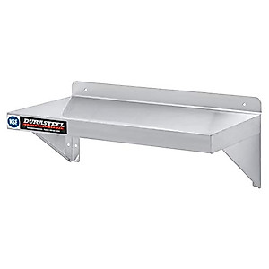 DuraSteel Stainless Steel Wall Shelf - 24" Wide x 12" Deep Commercial Grade - NSF Certified - Industrial Appliance Equipment (Restaurant, Bar, Home, Kitchen, Laundry, Garage and Utility Room)