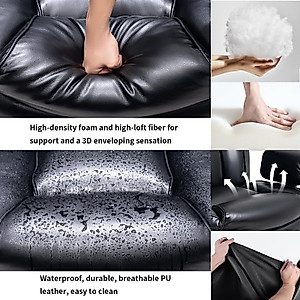 KUMEPOJO Big and Tall Office Chair 400lbs, Wide Seat, Telescoping Leg Rests, Adjustable Armrests - Comfortable Office Chair for Lower Back Pain, Black Heavy-Duty Leather Office Chair