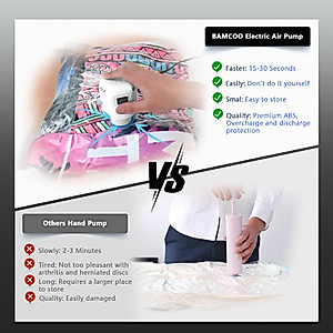 BAMCOO Electric Pump for Vacuum Storage Bags Travel Vacuum Pump for Various Vacuum Seal Bags Portable Vacpack Air Pump for Compression Clothing Blanket Luggage White(Storage Bag Not Included)