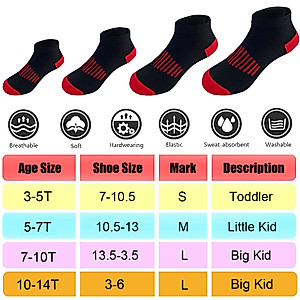 Tsmollyu Boy Socks 24 Pairs Half Cushioned Low Cut Socks Ankle Athletic Cotton Socks For Little Big Kids Age 3-10(10-14 Years)