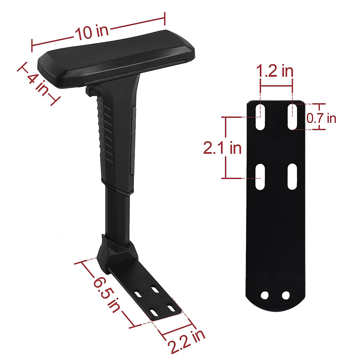 Frassie Height Adjustable Chair Armrest Pair, Gaming Boss Chair Arms Set Replacement 4D (Black)