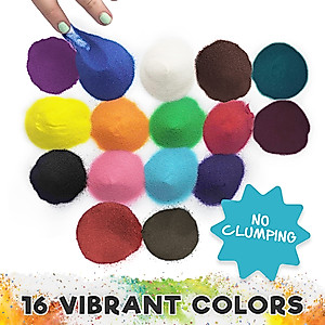 CuteyCo CraftySand’s Big Pack: 16 lbs & 16 Colors for Kids’ Play Sand, Sand Art