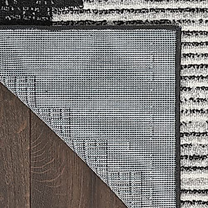 Nourison Modern Passion Geometric Black/Grey 6' x 9' Area -Rug, Easy -Cleaning, Non Shedding, Bed Room, Living Room, Dining Room, Kitchen (6x9)