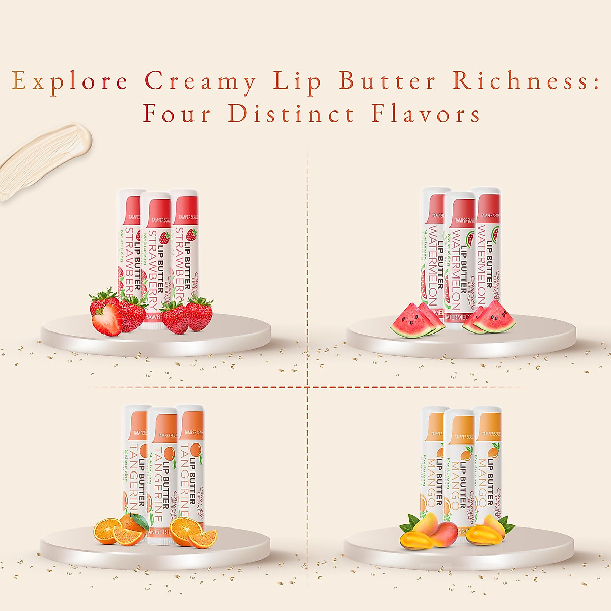 CHAP-LIP Lip Balm Lip Butter with Fruit Flavors, Cocoa Butter, Coconut Oil Moisturizing Vitamin E & Total Hydration Treatment & Soothing Lip Therapy 60 Ct. Made in USA