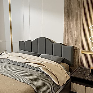 YENING Queen Size Headboard Only Queen Bed Headboards Fabric Cabeceras De Cama, Height Adjustable, Grey