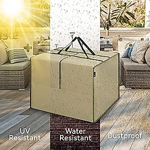 SORARA Square Cushion Cover Storage Bag, Outdoor Protective Zippered Patio Furniture Cover, Garden Furniture Cushion Carrying Bag with Handle, Water Resistant, 32''L x 32''W x 24''H,Brown