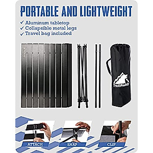 TrailBuddy Folding Camping Table - Aluminum Foldable Table for Tailgating or Camp Site with Carry Bag - Lightweight and Portable for Beach, Picnic, Tailgate & Outdoor Use, 28"x 28" x 28"
