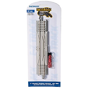 Bachmann Trains - Snap-Fit E-Z Track 9'' Straight Terminal Rerailer w/Wire (1/Card) - Nickel Silver Rail with Concrete Ties on Gray Roadbed - HO Scale, Prototypical Colors, 44710