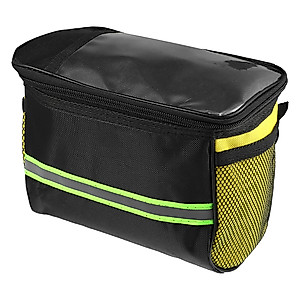 X AUTOHAUX 5L Capacity Bike Handlebar Bag with 7 inch Touch Screen Phone Holder Mesh Side Pocket Bicycle Front Storage Bag for Mountain Bikes Yellow