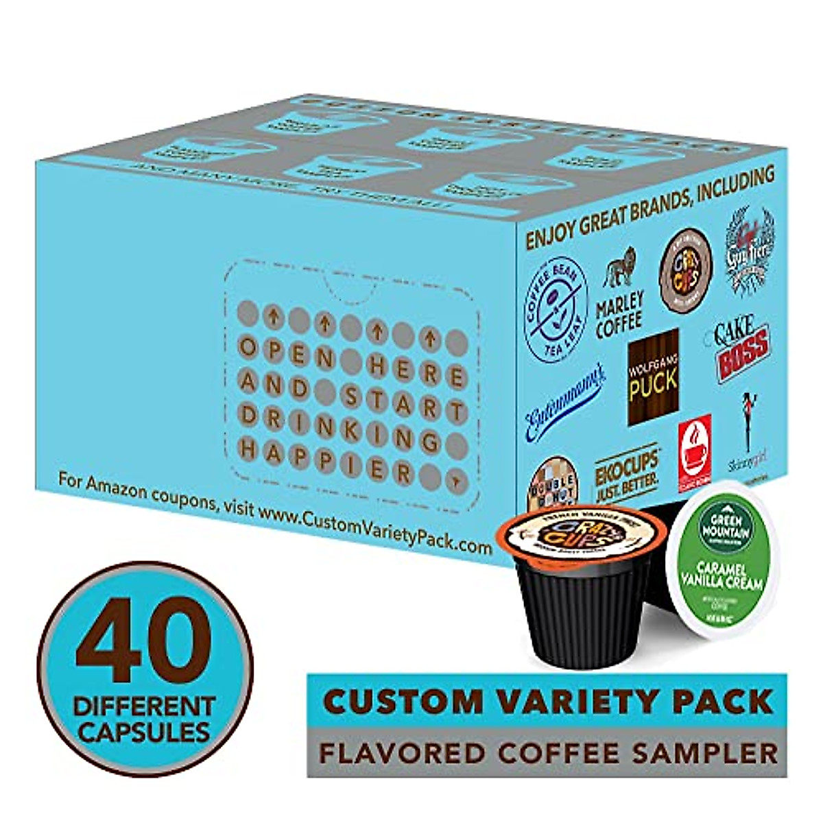 Custom Variety Pack Flavored Coffee for Keurig K-Cup Brewers, 40 Count