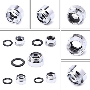 2pcs Metal Faucet Adaptor, TOOLSTAR Tap Aerator Connector Brass Thread Solid Metal Kitchen Tap Connector (18mm Female - 22mm Male)