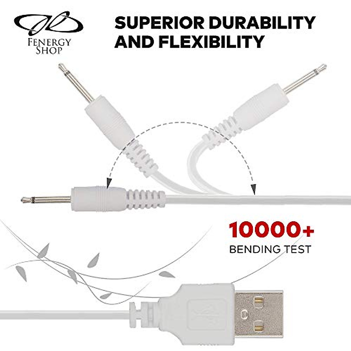 FENERGY SHOP Replacement DC Charging Cable | USB Charger Cord - 2.5mm (White) - Fast Charging