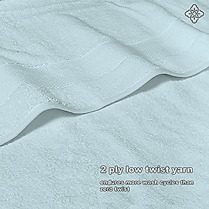 BIOWEAVES 100% Organic Cotton 700 GSM Plush 6-Piece Towel Set GOTS Certified, 2 Bath Towels, 2 Hand Towels & 2 Washcloths - Seafoam