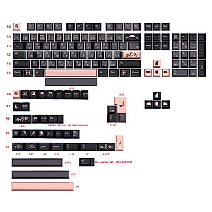 JSJT Night Cherry Keycaps 148 Keys Japanese Keycaps PBT Dye Sublimation Keycap Set Cherry Profile Keycaps for Cherry MX Switches G610 K70 Mechanical Gaming Keyboard