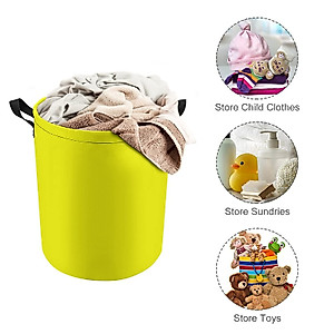 Large Laundry Hamper, Bag, Bright Yellow Solid Plain Collapsible Laundry Basket Dirty Clothes Washing Bin for College Dorm, Family Essentials