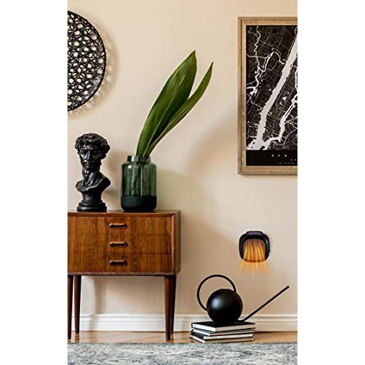 Hunter 750W Wall Mount Space Heater with Remote Control-12 Hour Timer, 1 Heat Setting, Black