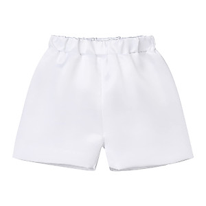 Baptism Christening Outfits for Boys Baby Formal Suit Gentleman Bowtie Romper Vest Shorts Pants White Wedding Tuxedo Outfits 1/2 1st/2nd Birthday Cake Smash Clothes 3PCS Set White 0-6 Months